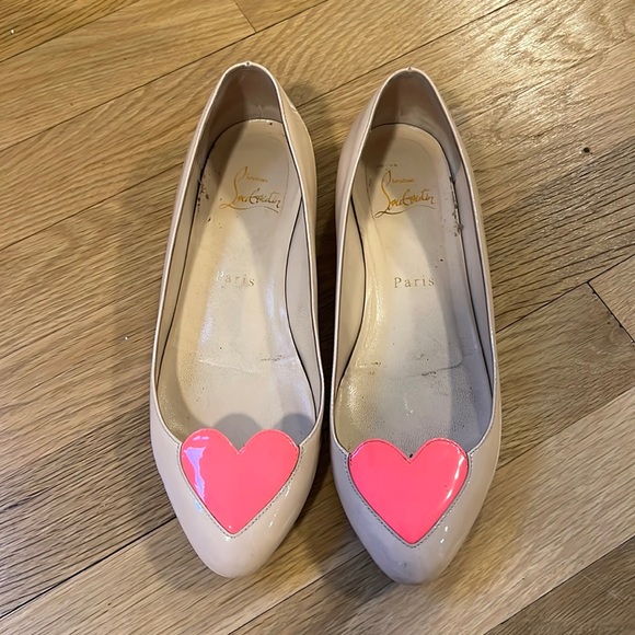 Christian Louboutin | Shoes | Louboutin Pink Heart Flats | Poshmark
